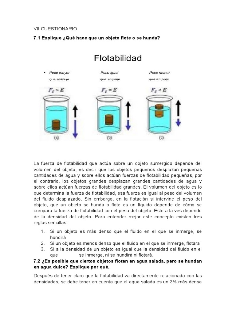 Hoja De Trabajo Sobre Densidad Y Flotabilidad Cómo Calcular La