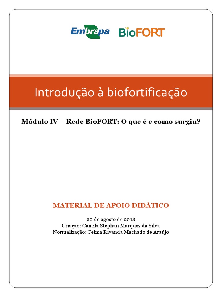 Módulo IV - Sobre A Rede BioFORT PDF | PDF | Brasil | Alimentos