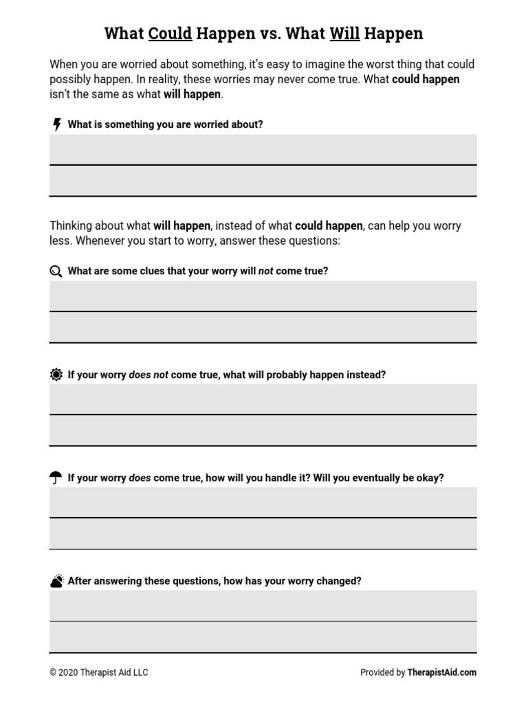 Worry Exploration Questions | PDF