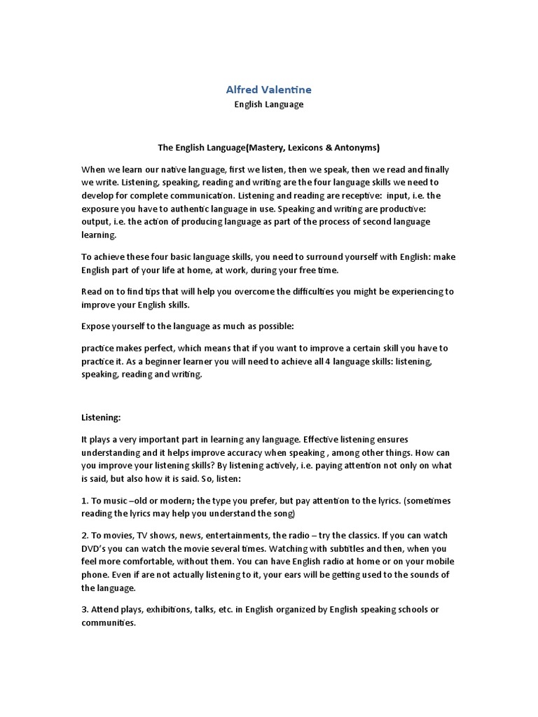 English Language Project 2020-2021 Session SSS 3 | PDF | English ...