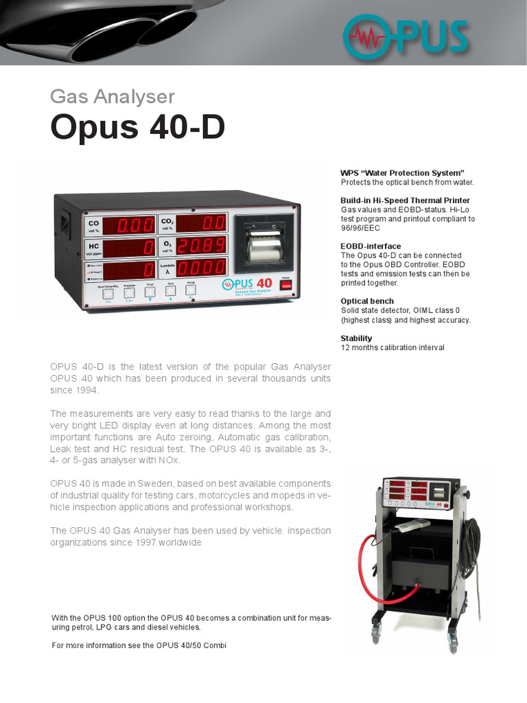 Analizador de Gases Opus 40d | PDF | Calibration | Exhaust Gas