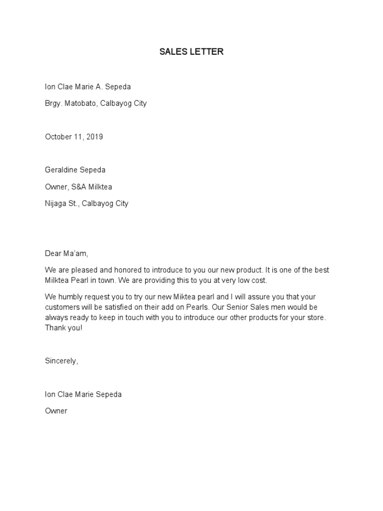 Sales Letter | PDF | Audiology | Business