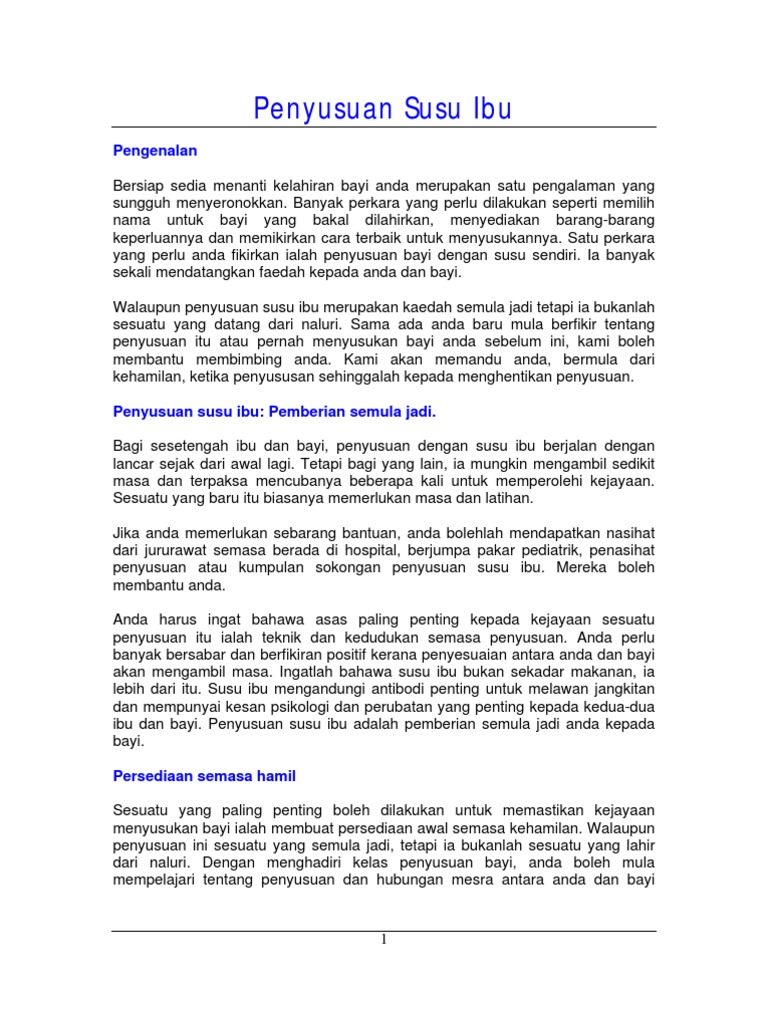 Penyusuan Susu Ibu - BM | PDF