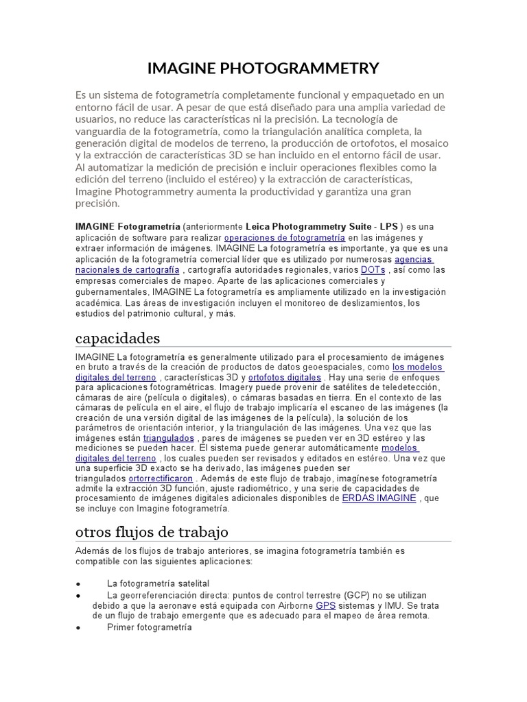 IMAGINE Photogrammetry: Fotogrametría Avanzada | PDF | Software ...