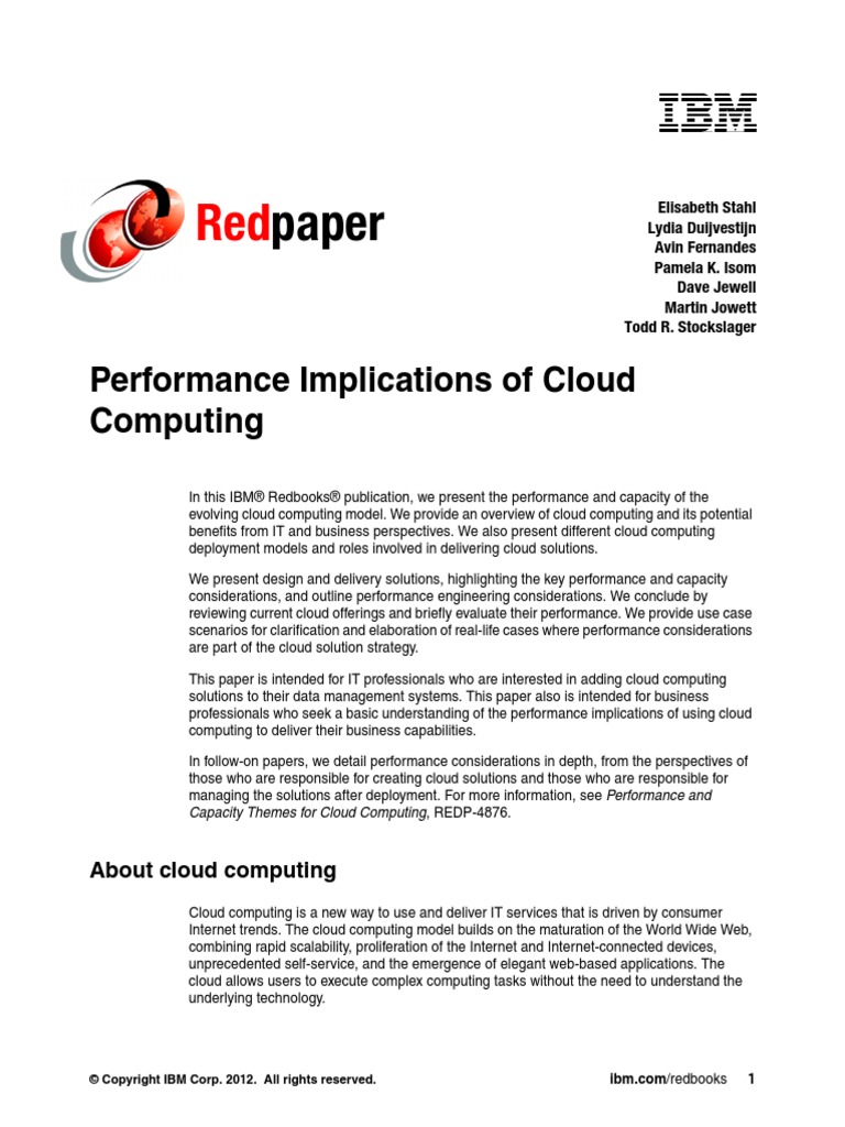 Paper: Performance Implications of Cloud Computing | PDF | Software As A Service | Cloud Computing