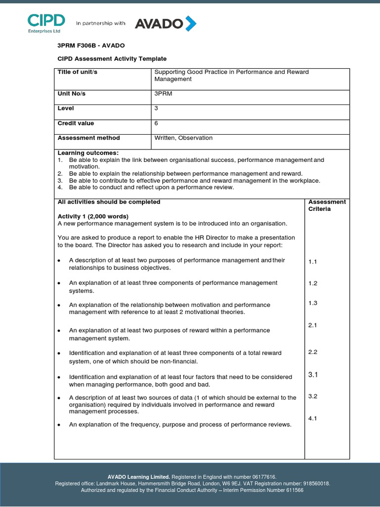 3PRM Assessment Brief PDF | PDF | Performance Appraisal | Reward System