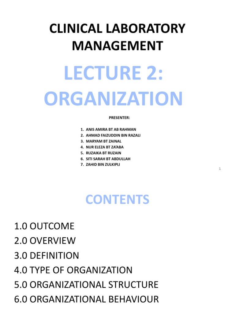 Clinical Laboratory Management Organization | PDF | Organizational ...