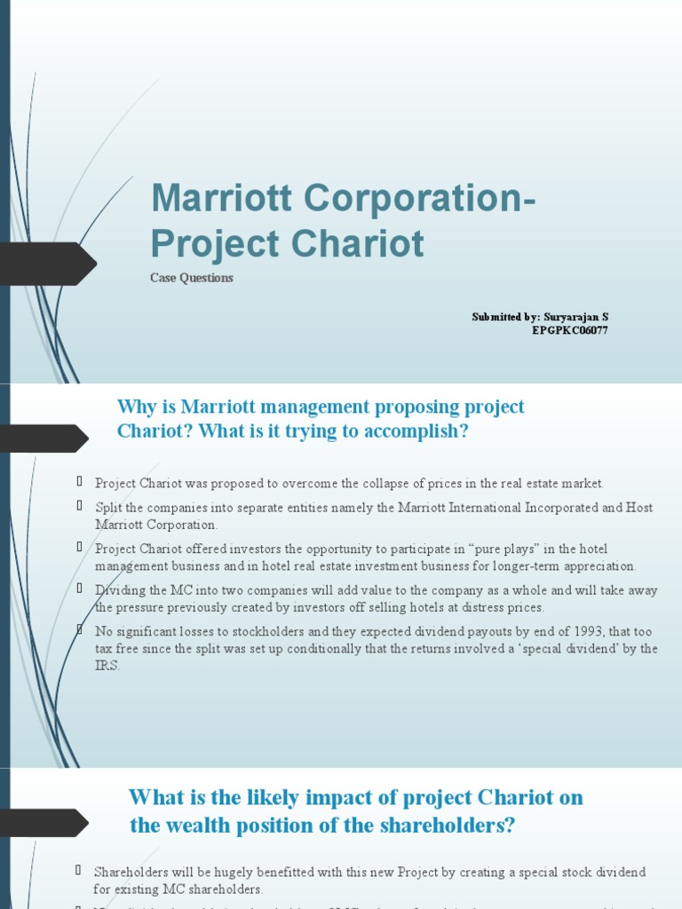 Marriott Corporation - Project Chariot - Suryarajan - S - EPGPKC06077 ...
