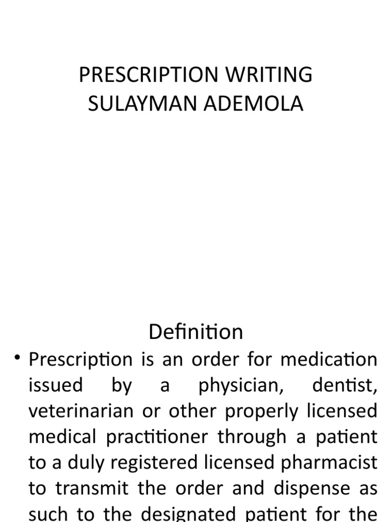 Prescription Writing | PDF | Medical Prescription | Pharmacy