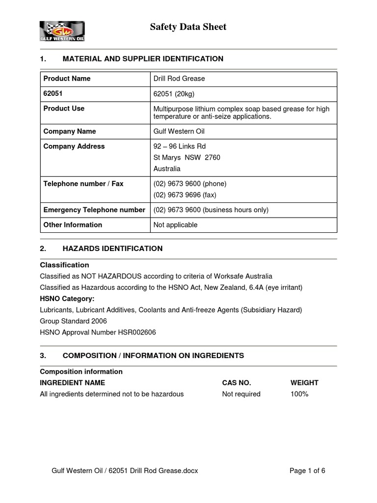Safety Data Sheet: 1. Material and Supplier Identification | Download ...