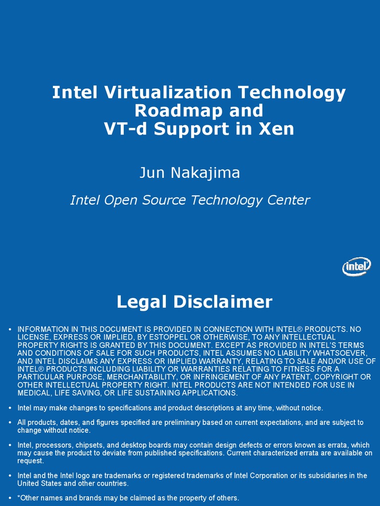 Intel Virtualization Technology Roadmap and VT-D Support in Xen | PDF ...