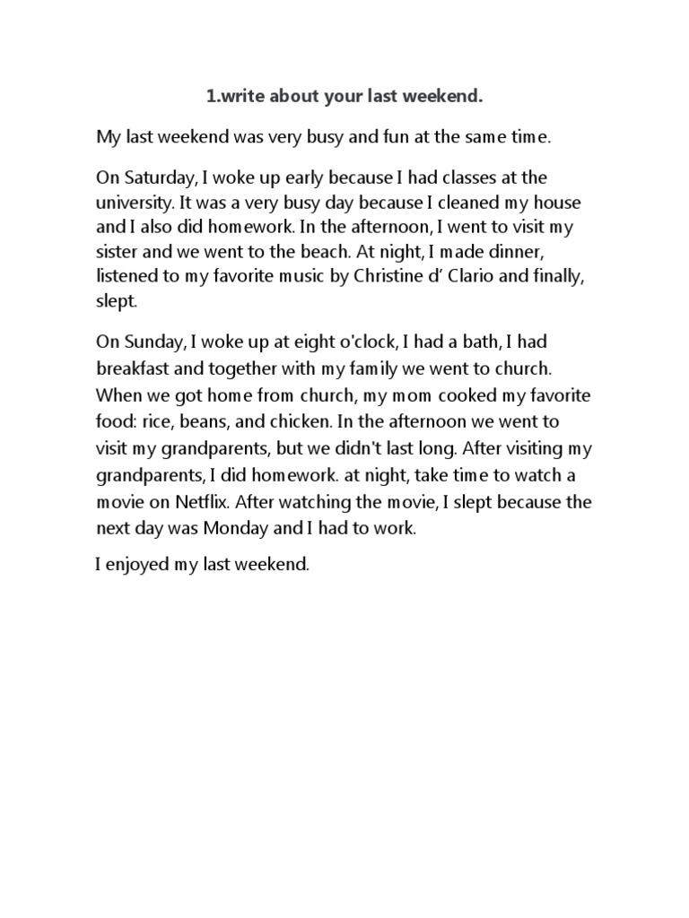 1.write About Your Last Weekend | PDF