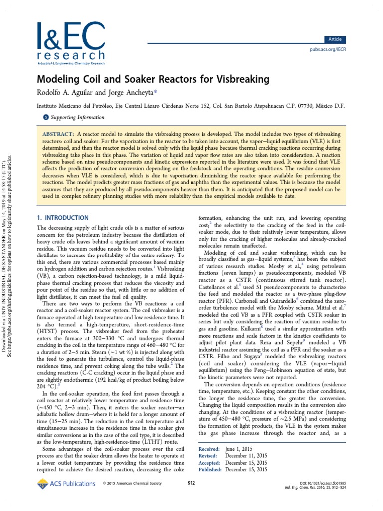 Visbreaking Model | PDF | Cracking (Chemistry) | Chemistry