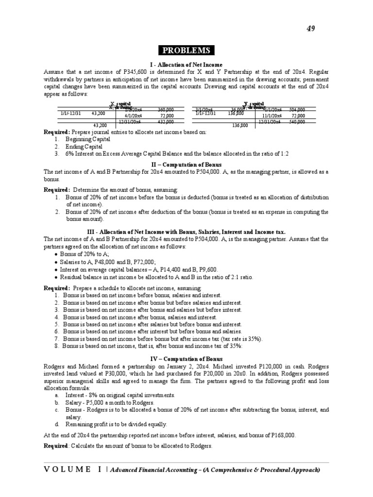 Problems: Volume I | PDF | Net Income | Interest