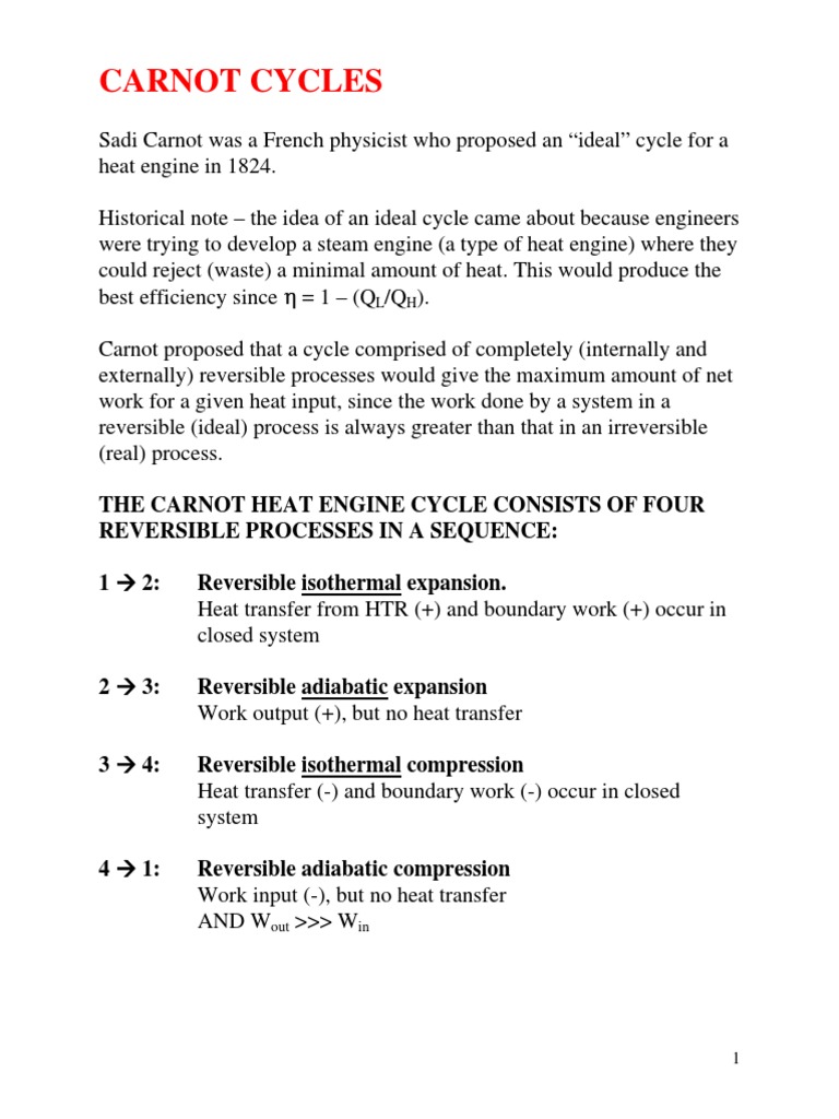 The Ideal Carnot Cycle: Maximum Efficiency and its Applications to Heat ...