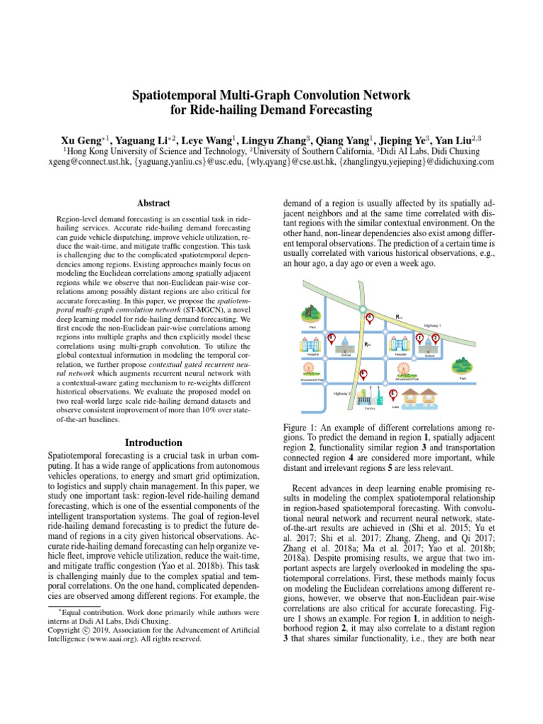 Spatiotemporal Multi-Graph Convolution Network For Ride-Hailing Demand Forecasting | PDF ...