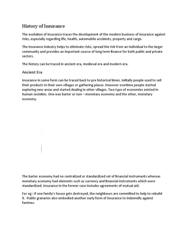 History of Insurance: Ancient Era | Download Free PDF | Financial ...
