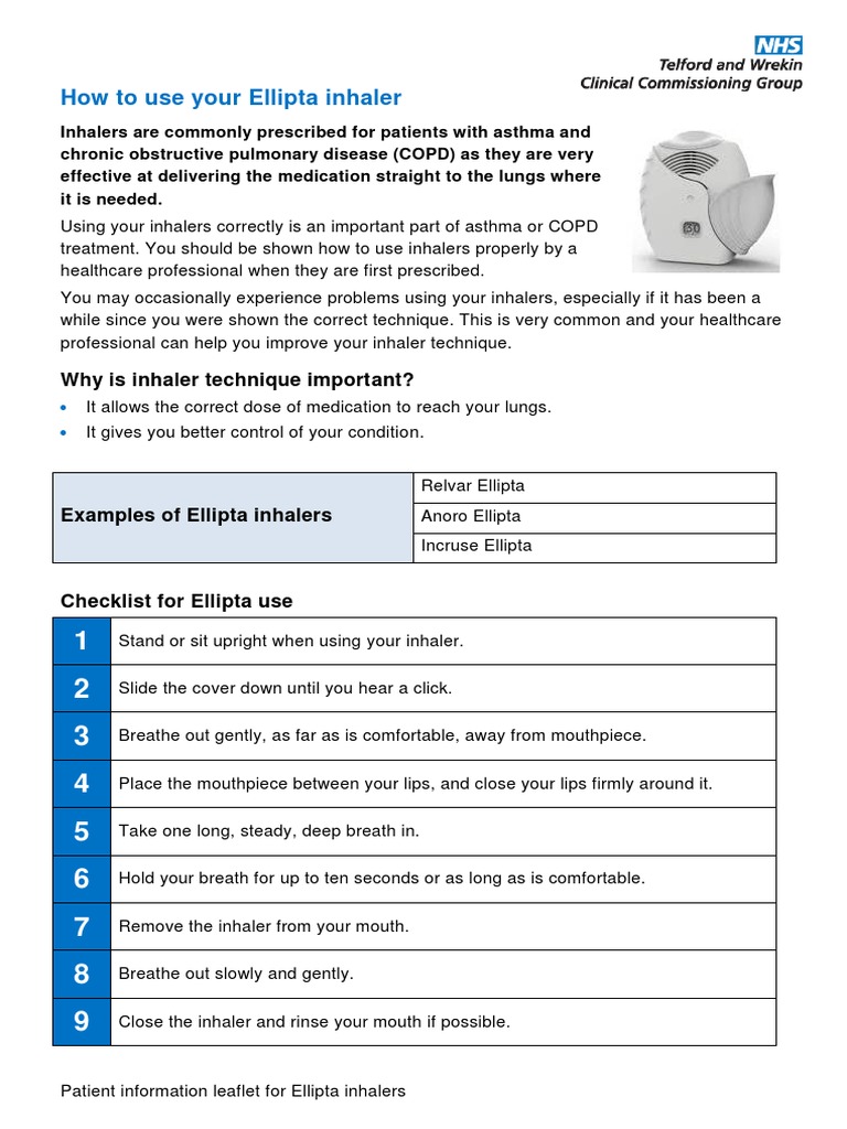 How To Use Your Ellipta Inhaler Why Is Inhaler Technique Important