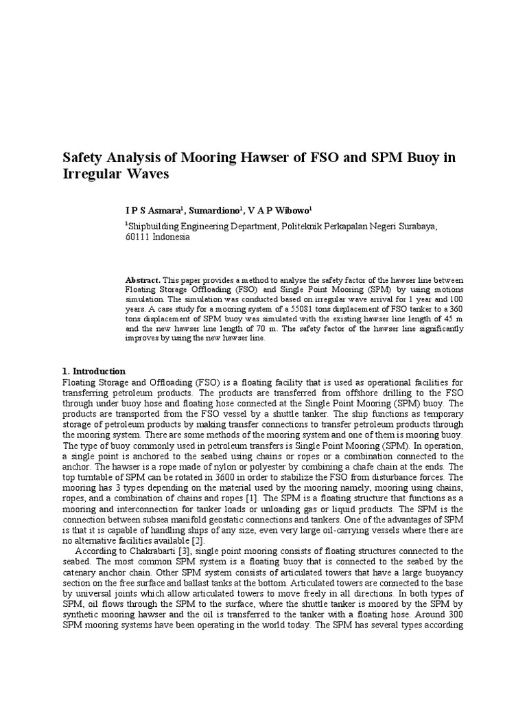 Safety Analysis of Mooring Hawser of FSO and SPM Buoy in Irregular ...