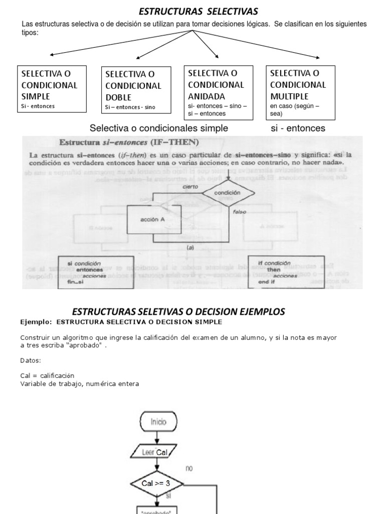 Estructuras Selectivas en Algoritmos | PDF | Matemáticas Aplicadas ...