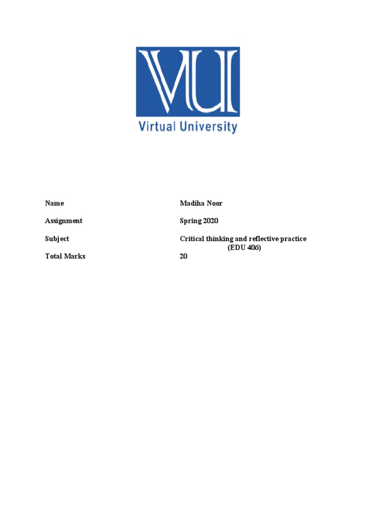 Critical Thinking And Reflective Practice Pdf Critical Thinking