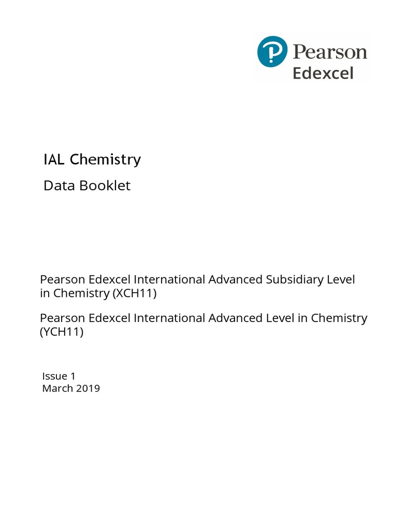 IAL - Chemistry 2018 - Data - Booklet - Issue - 1 - March 2019 | PDF ...