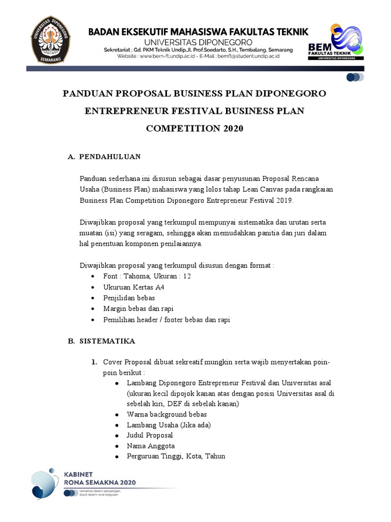 Buku Panduan Proposal BPC DEF 2020 | PDF | Karier & Perkembangan | Bisnis