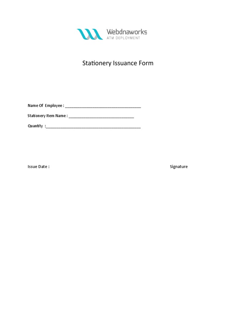 Stationery Issuance Form Template | PDF