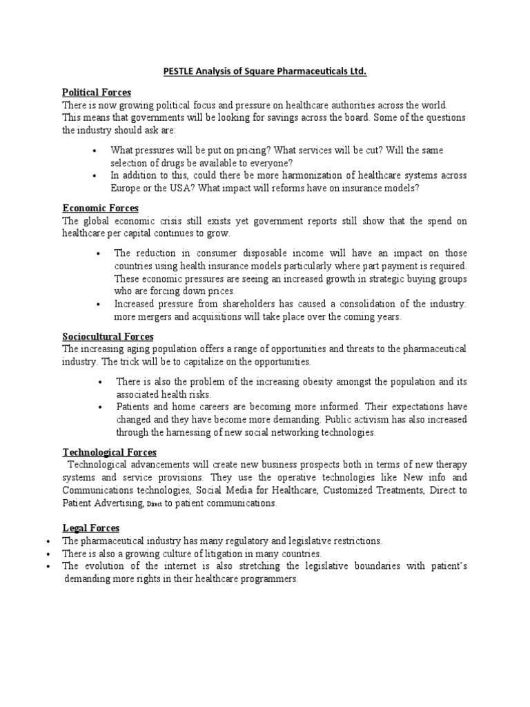 PESTLE Analysis of Square Pharmaceuticals LTD | PDF | Pharmaceutical ...