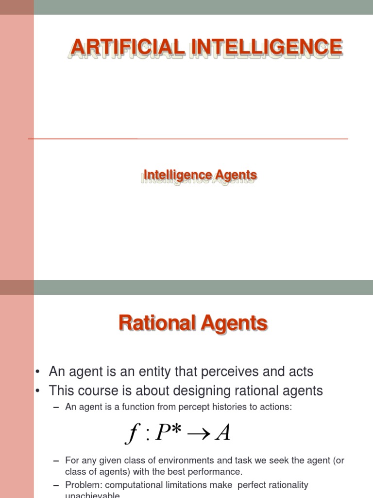 AI1 Intelligent Agents | PDF | Artificial Intelligence | Intelligence ...