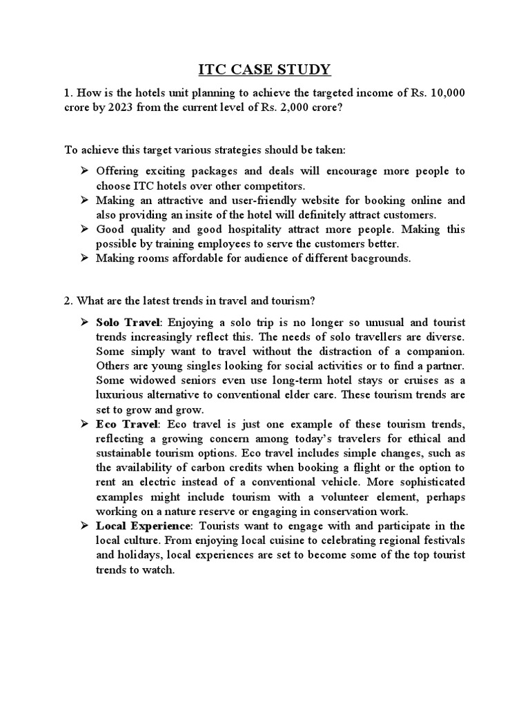 Itc Case Study | PDF | Tourism | Hotel
