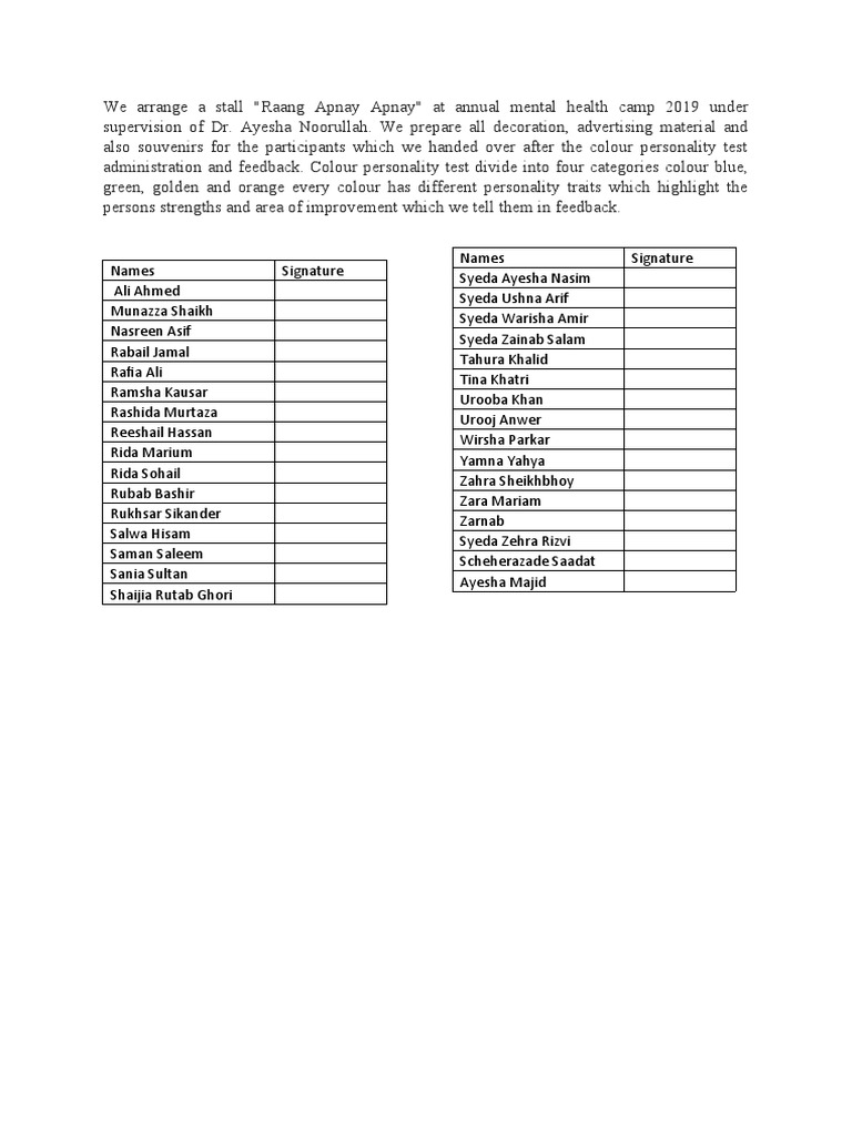 Mental Health Camp | PDF