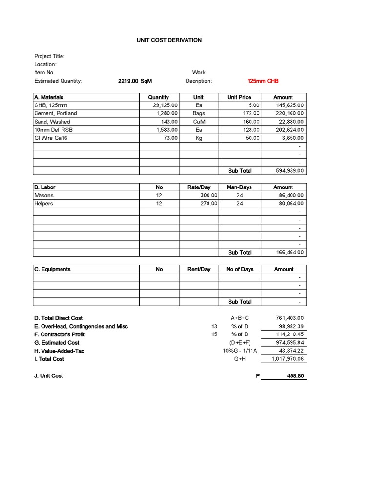 CHB 125mm | PDF | Building Materials | Economic Sectors
