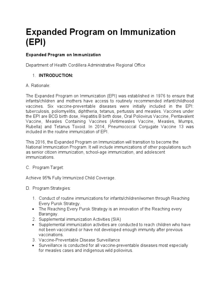 Expanded Program On Immunization | PDF | Vaccines | Health Policy