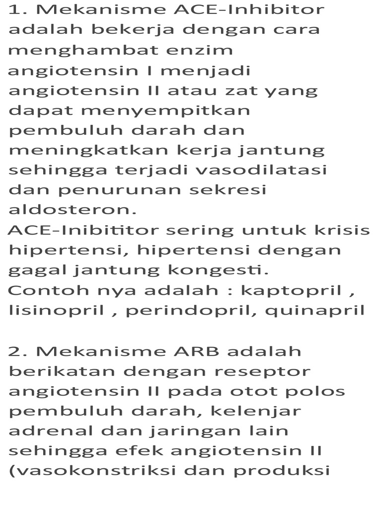 Mekanisme Kerja ACE Inhibitor dan ARB | PDF