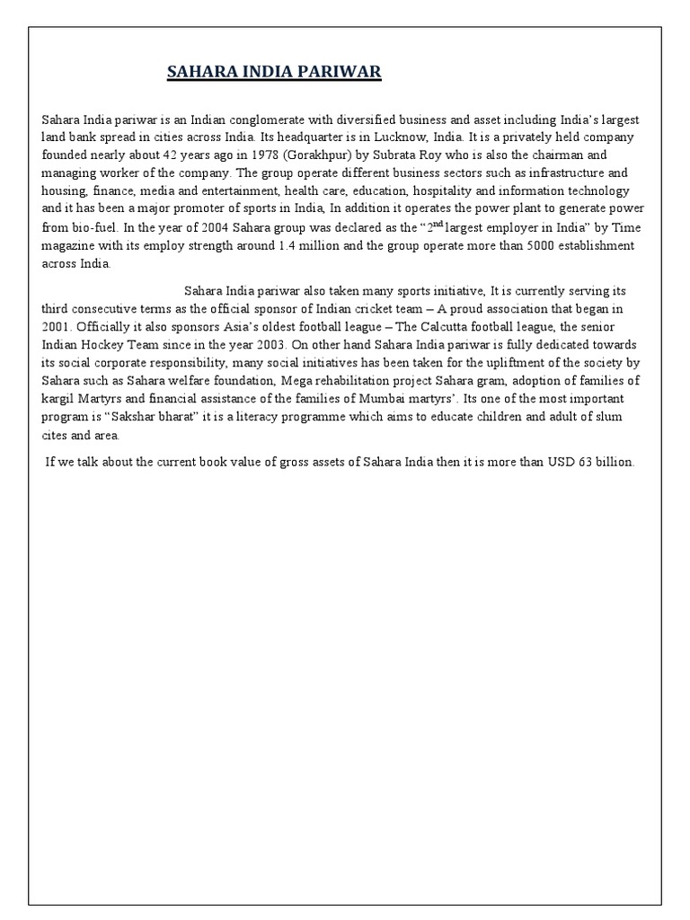 Sahara India Pariwar | PDF