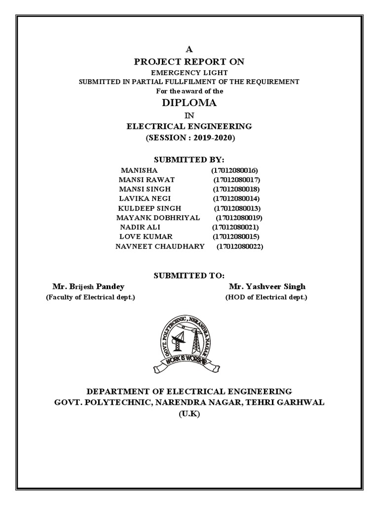 Emergency Light Project Report | PDF