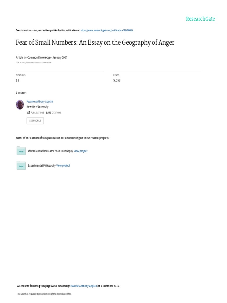 Fear of Small Numbers An Essay On The Geography of | PDF