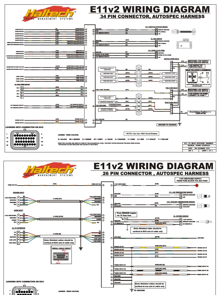 E11V2 AUTOSPEC Wiring Diagram 1 | PDF | Ignition System | Fuel Injection