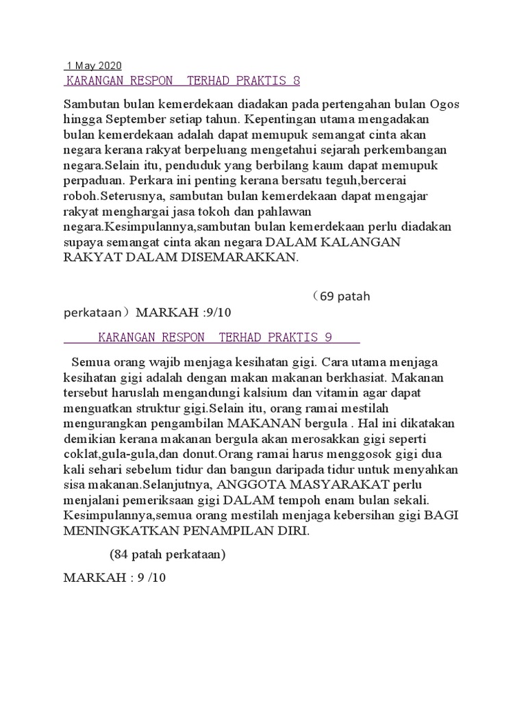 Contoh Karangan Respon Terhad SPM | PDF