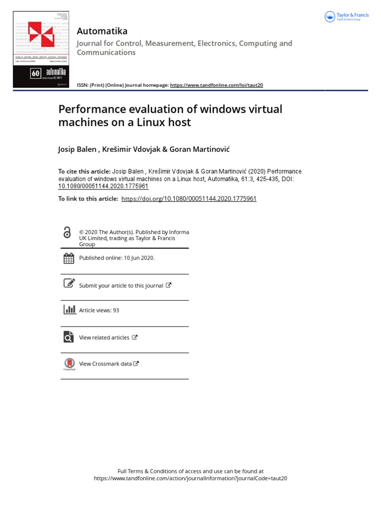 Performance Evaluation of Windows Virtual Machines On A Linux Host ...