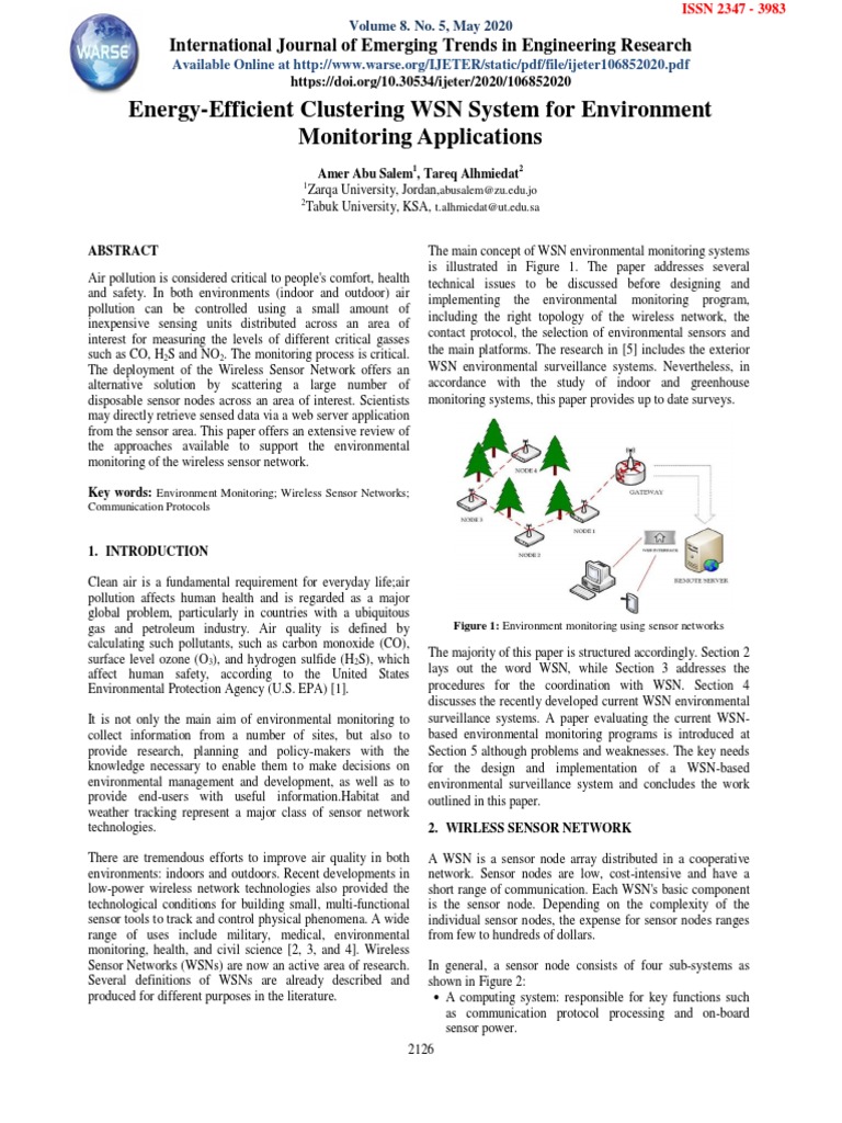 Energy Efficient Clustering Wsn System F Pdf Wireless Sensor Network Environmental Monitoring