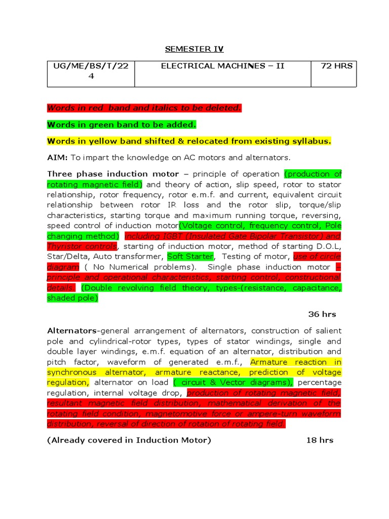 Electrical Machines Course Guide | PDF | Electric Motor | Power (Physics)