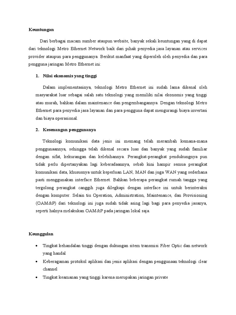 Keuntungan Metro Ethernet PDF
