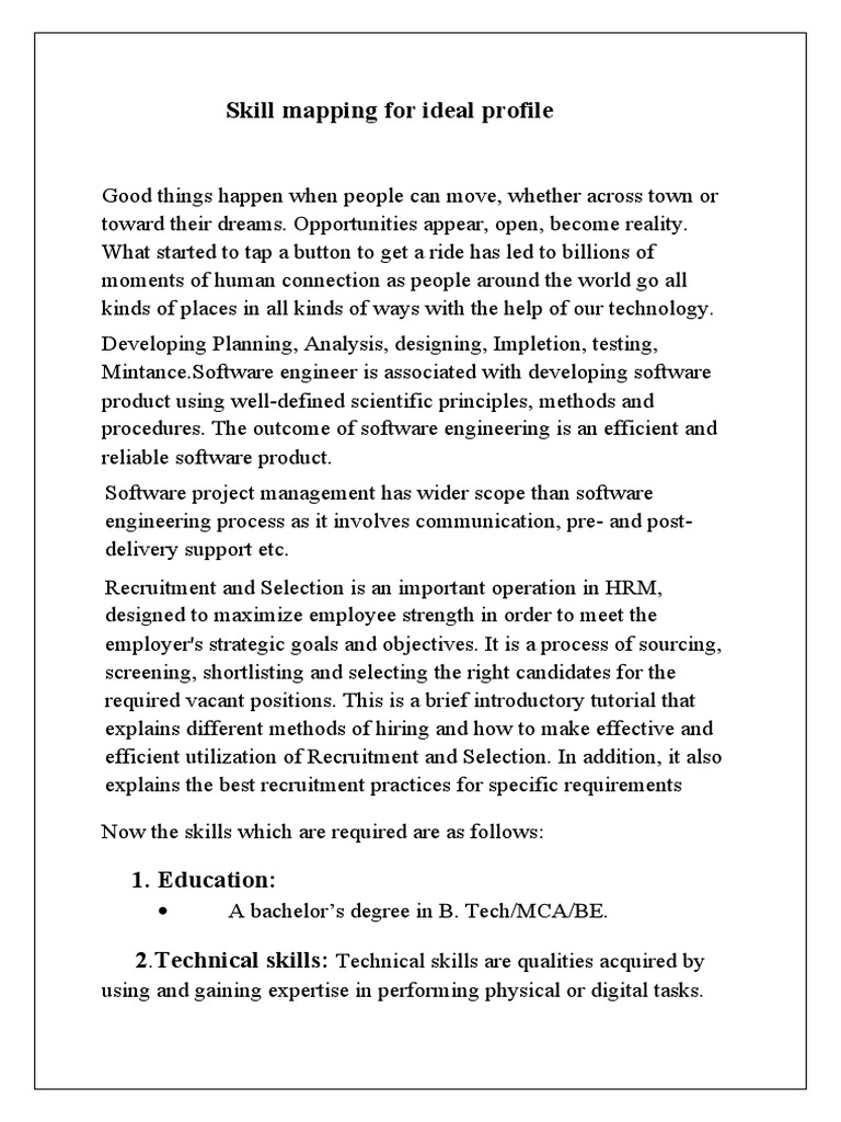 Skill Mapping For Ideal Profile | PDF | Recruitment | Engineering