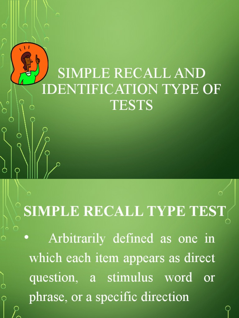 Simple Recall and Identification Type of Tests | PDF | Language Arts ...