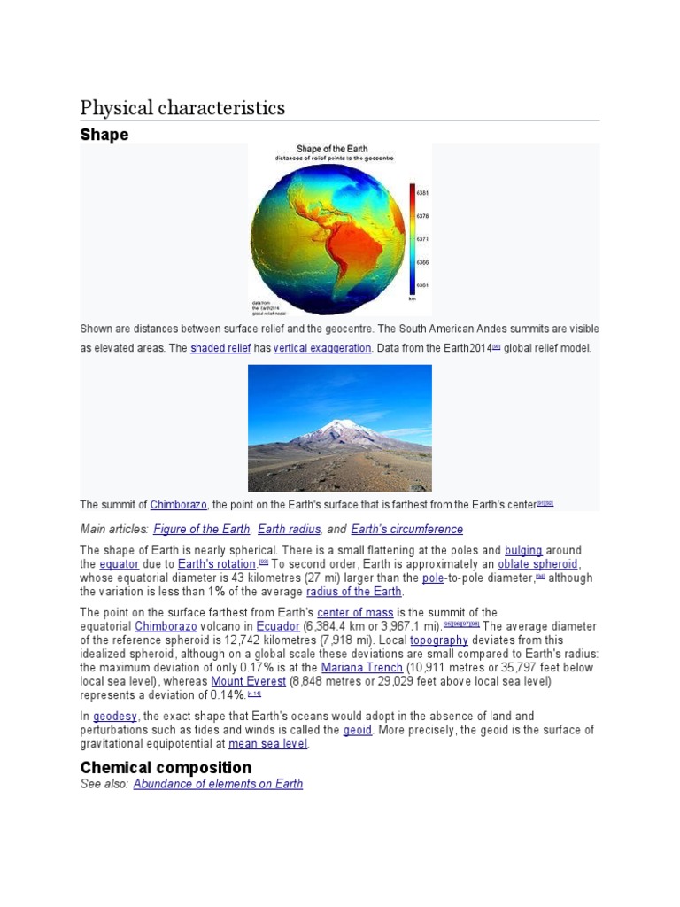 Physical Characteristics and Internal Structure of Earth: A ...