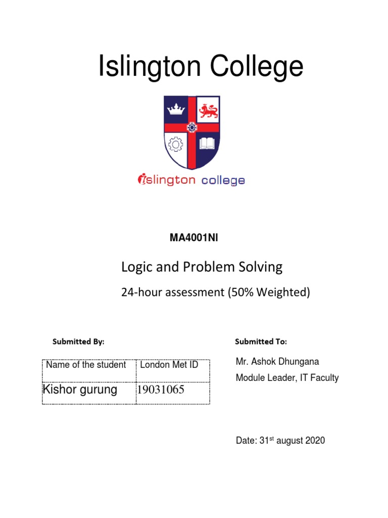 Islington College: Logic and Problem Solving | PDF | Theoretical ...