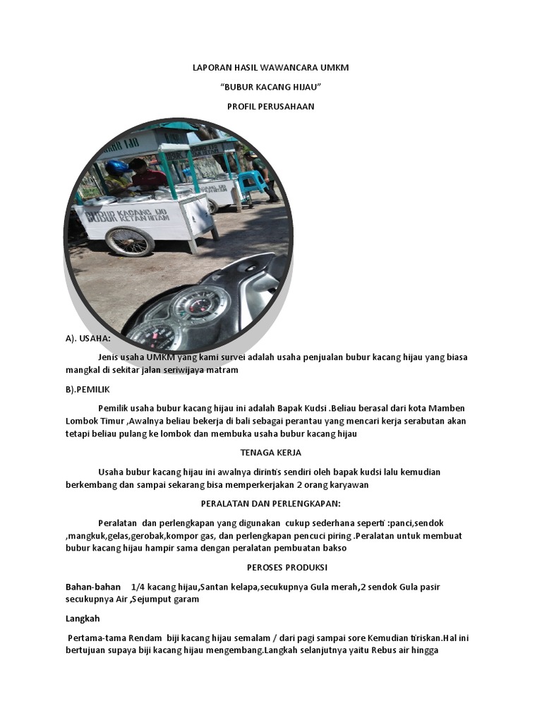 Laporan Hasil Wawancara Umkm | PDF