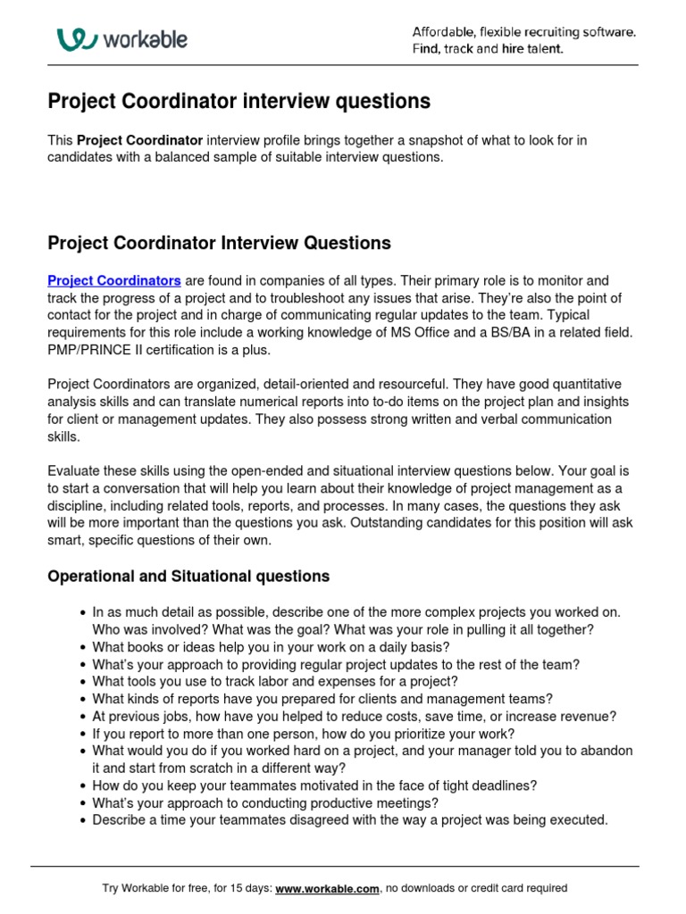 Project Coordinator Interview Questions | PDF | Interview | Credit Card